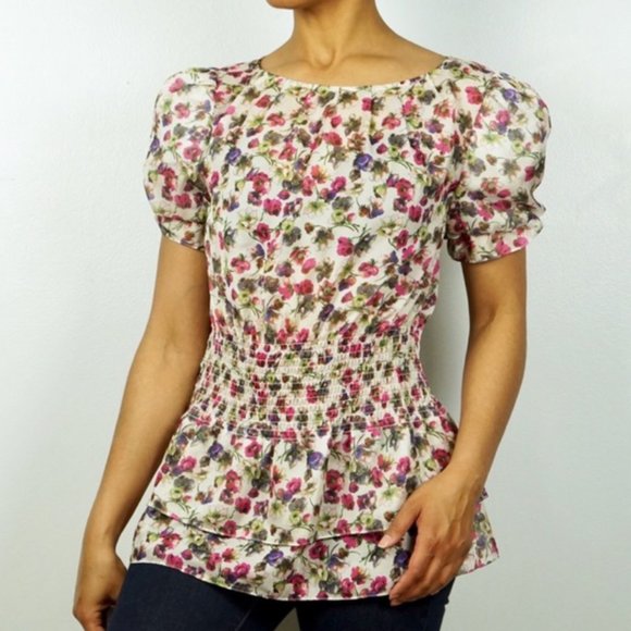 Ted Baker London | Tops | Ted Baker Floral Smocked Bouse Size 3 | Poshmark